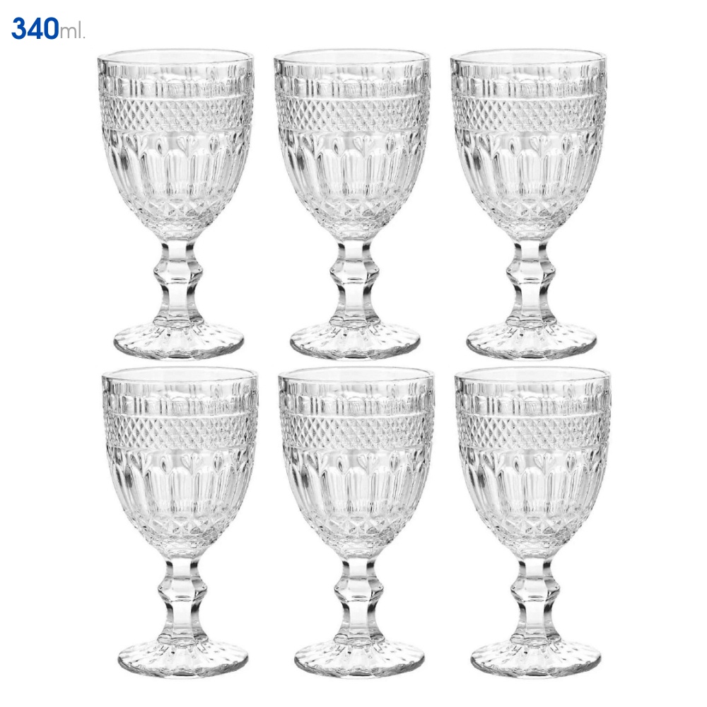 Jogo Tacas de Cristal Lumini Vinho Suco Agua 340ml Kit 6 Pcs | Shopee Brasil