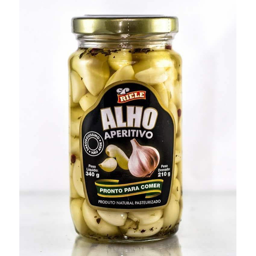 Alho Em conserva Aperitivo Riele 340g Petisco de Alho Gourmet Natural ...