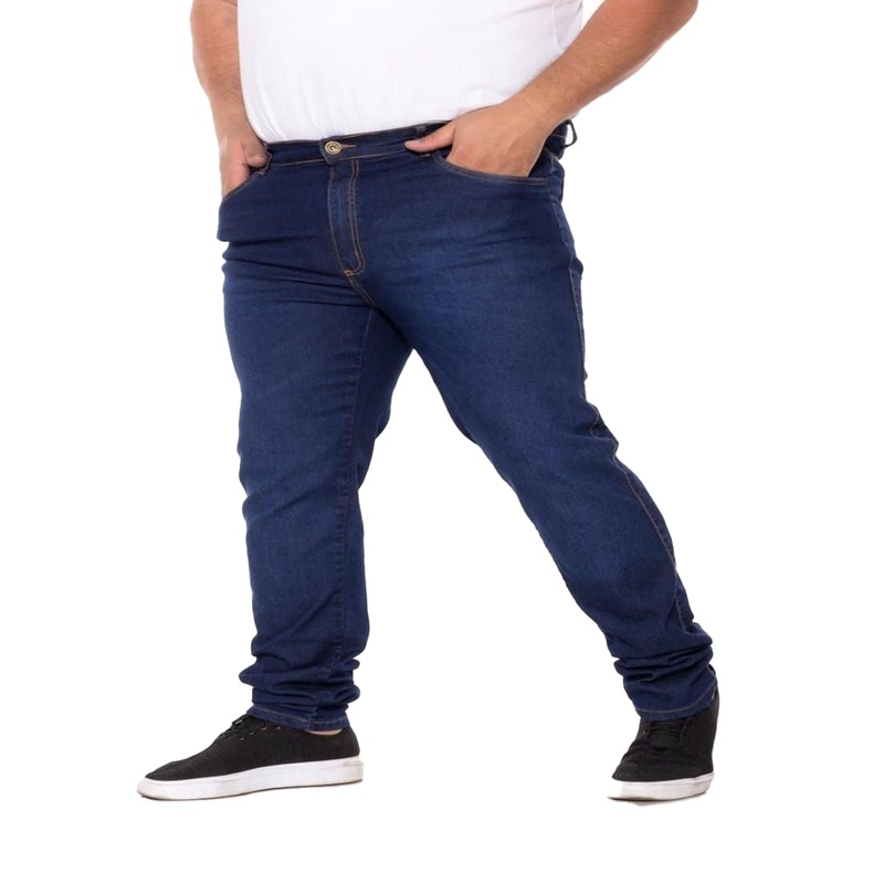 Calça Jeans Masculina Tradicional Corte Reto Plus Size C Elastano Cód