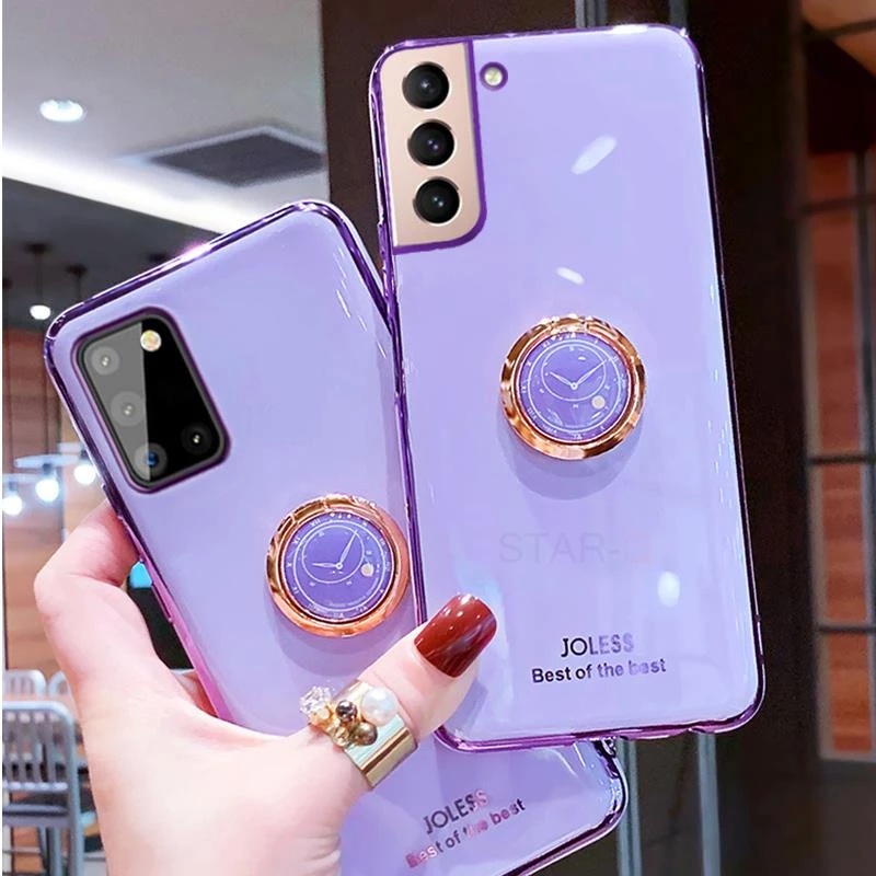 Capinha Capa Para for Samsung Galaxy S22 S21 S20 FE Ultra Luxury Plating Ring Holder Case ...