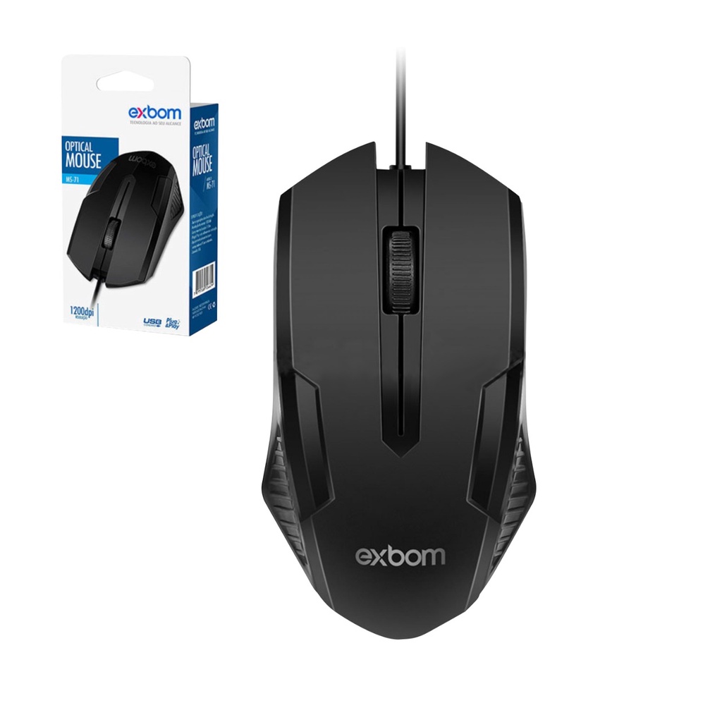 Mouse com fio USB MS-71 Exbom 1200 dpi | Shopee Brasil