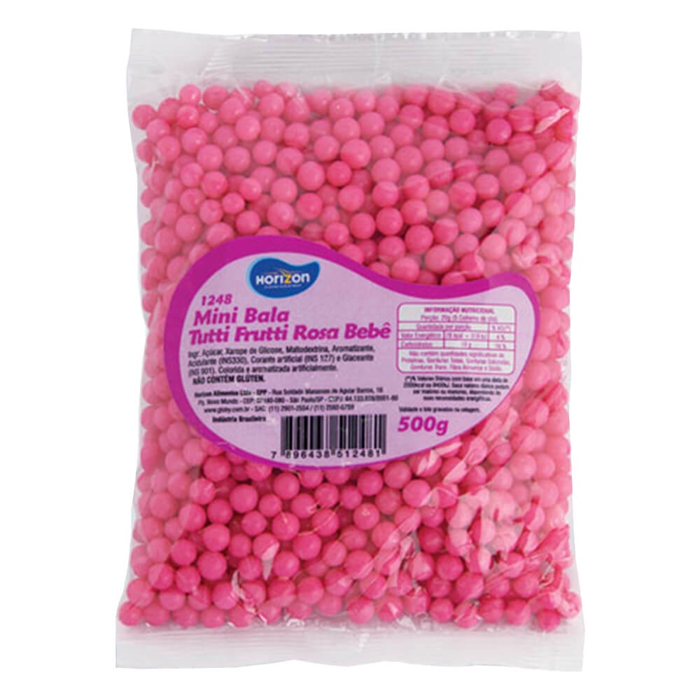 Mini Bala Rosa Tutti Frutti 500g - Horizon | Shopee Brasil