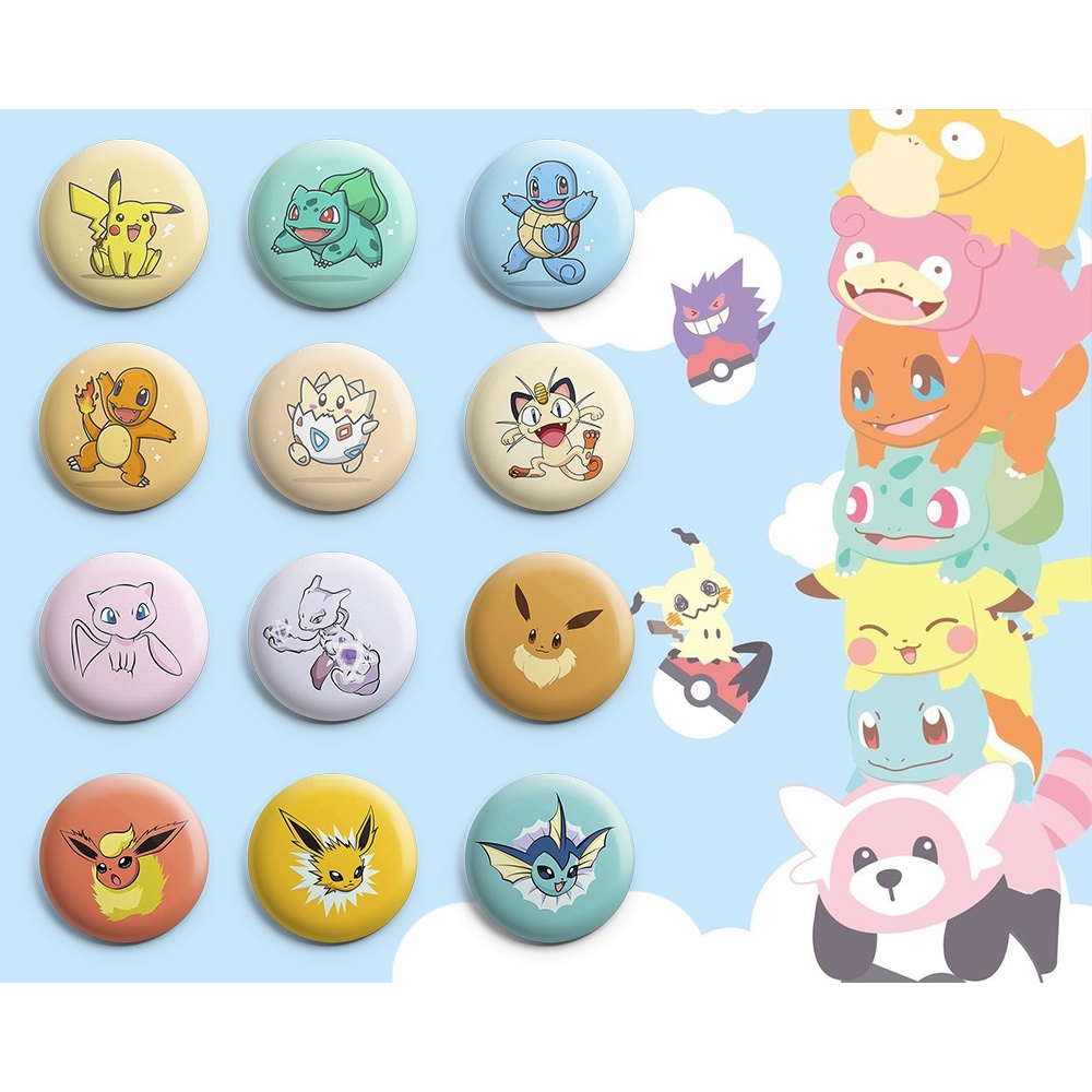 Botton Pokemons - Botum / Boton / Broche (3,5cm & 4,5cm) - Escorrega o ...