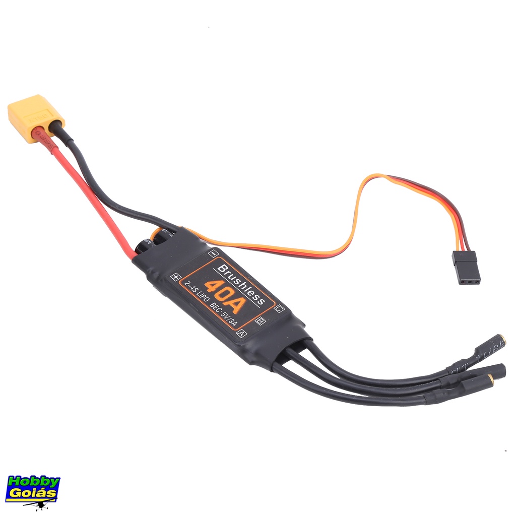 Esc 40A P/ Motor Brushless c/ Conectores Banana e XT60 Soldados P/ Aeromodelo | Shopee Brasil