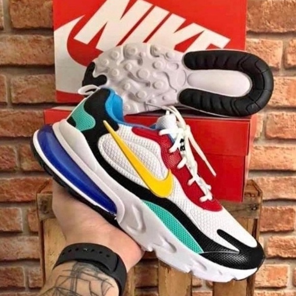 Tenis Nike Air Max 270 React Colorido Femenino Masculino Bolha Azul ...