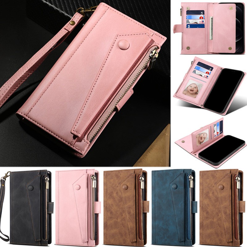 Capa Para Samsung Galaxy S21 Plus S20 Note 20 Ultra S20 FE S21 Carteira De Luxo Com Zíper Retro ...