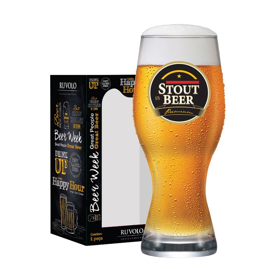 Copo de Cerveja Atlanta Happy Hour Frases Stout Beer 450ml - Escorrega ...