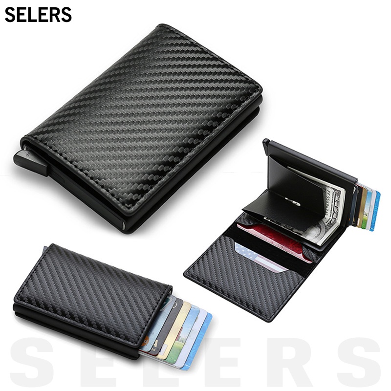 Porta-Cartões De Crédito RFID Bloqueio Couro Automático Pop Up Carteira ...