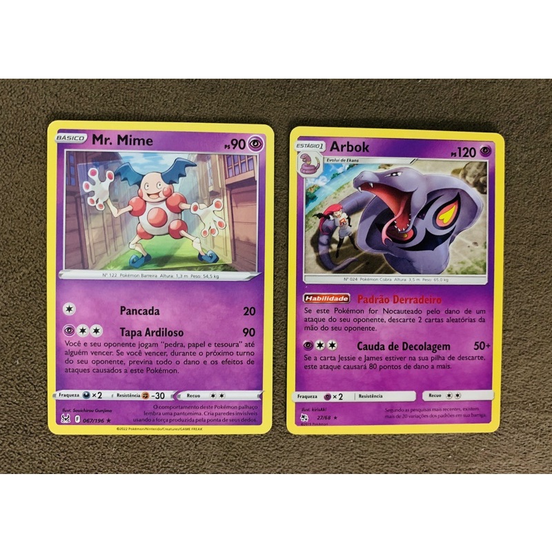 Cartas Pokemon Mr Mime e Arbok | Shopee Brasil