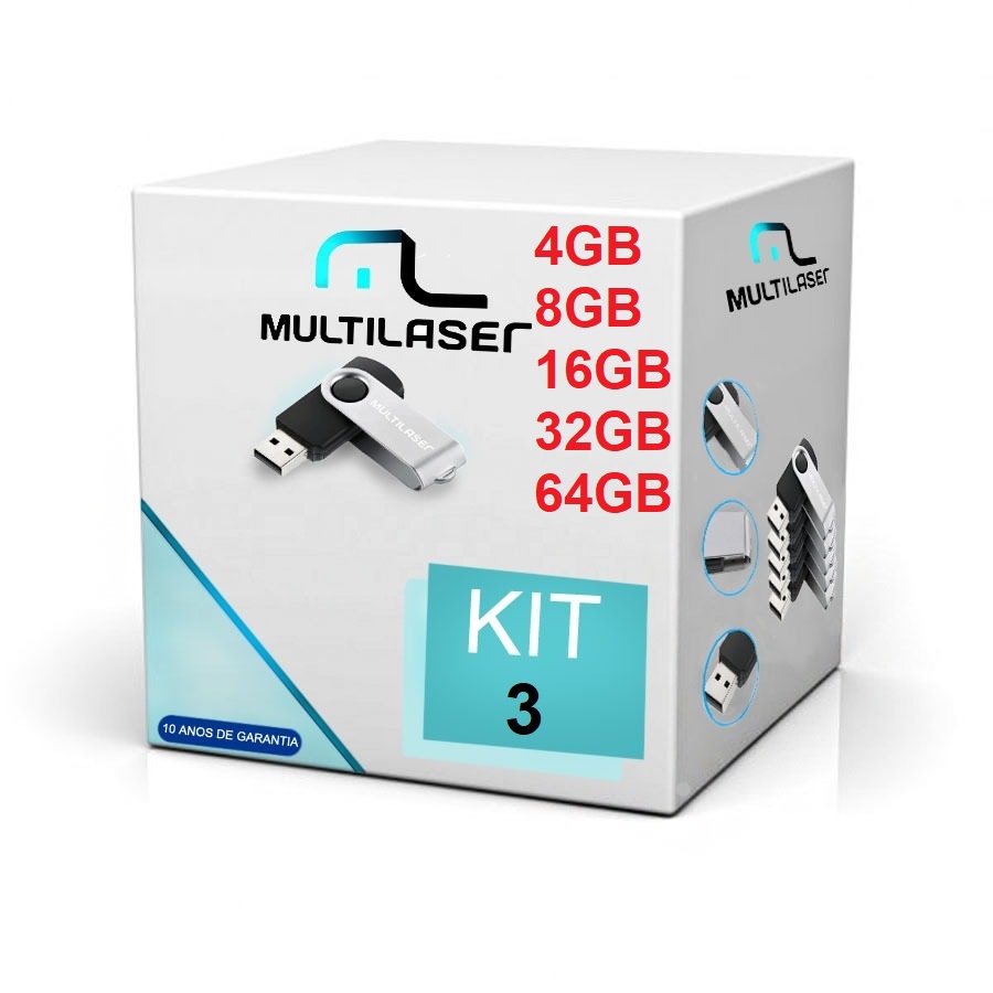 Kit 10 Pen Drive Multilaser 4gb 8gb 16gb Twist 2.0 Pd586 Atacado ...
