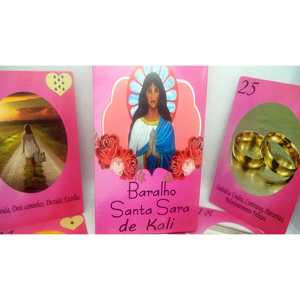 Baralho Cigano Tarot Santa Sara Kali 36 Cartas 6 Cm X 10 Cm Com Os Significados Em Cada