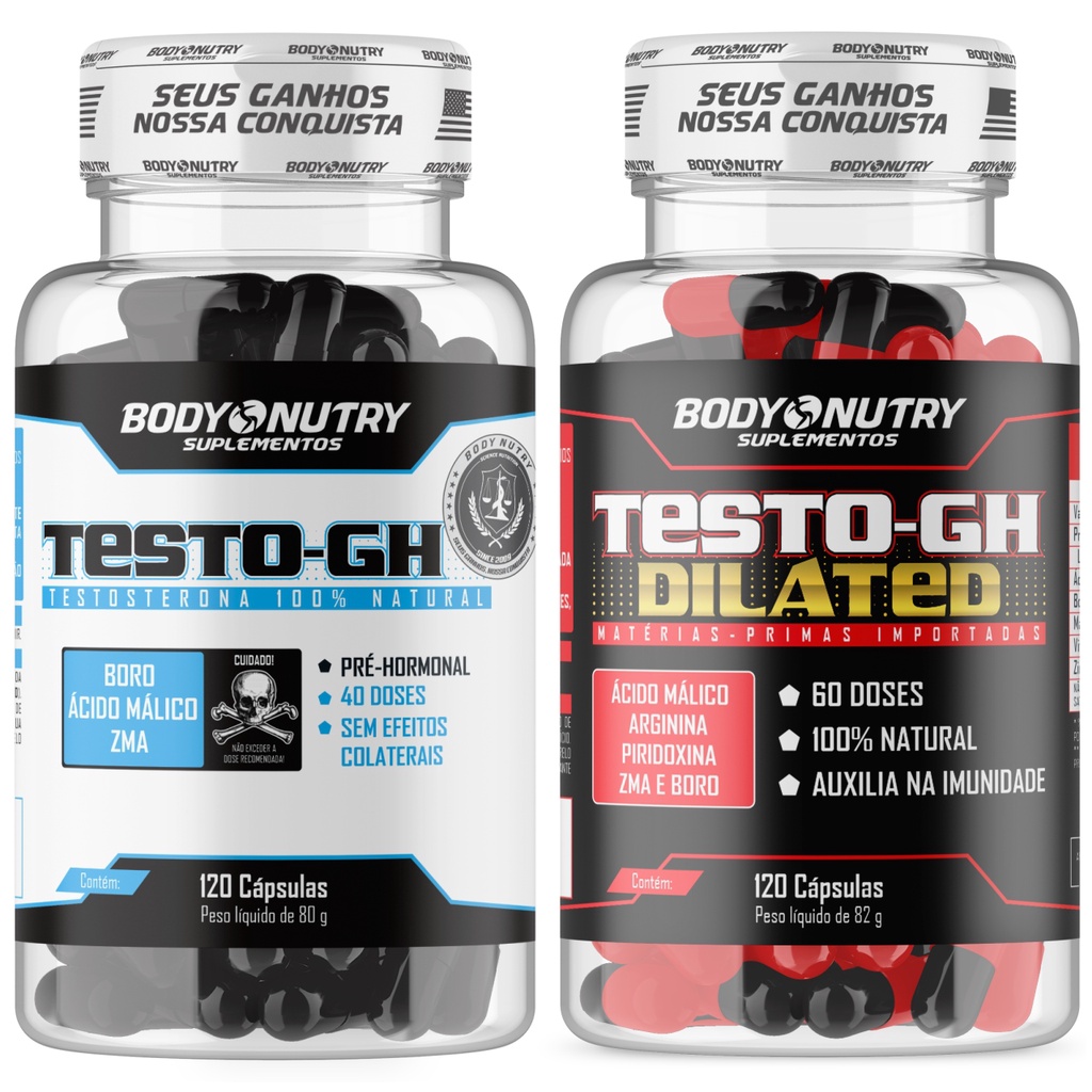 Kit Testo-Gh + Testo-Gh DILATED, 2x pote 120 Cápsulas - Body Nutry ...