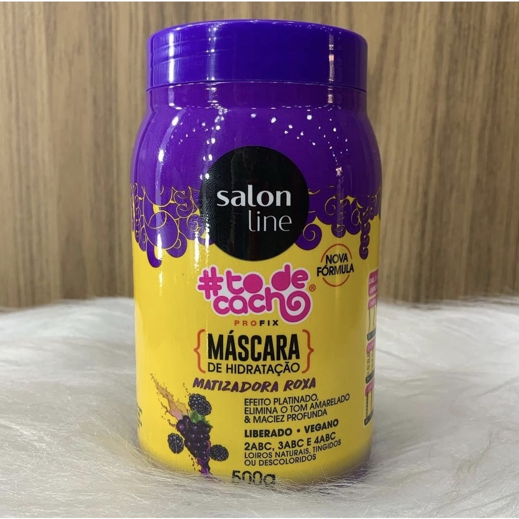 Máscara de hidratação matizadora roxa Efeito platinado Salonline 500g ...