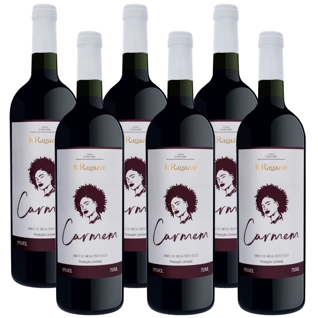 Vinho Tinto Seco Nacional Chesini Le Ragazze Carmem Kit 6 | Shopee Brasil