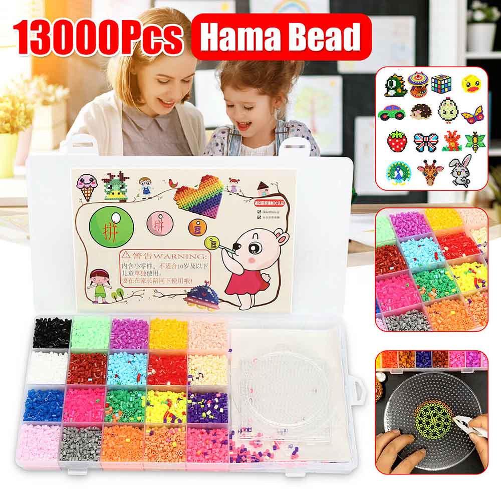 13000Pcs 2.6mm Perler Hama Beads Refill Pack 3 Pegboards Stater Kit ...
