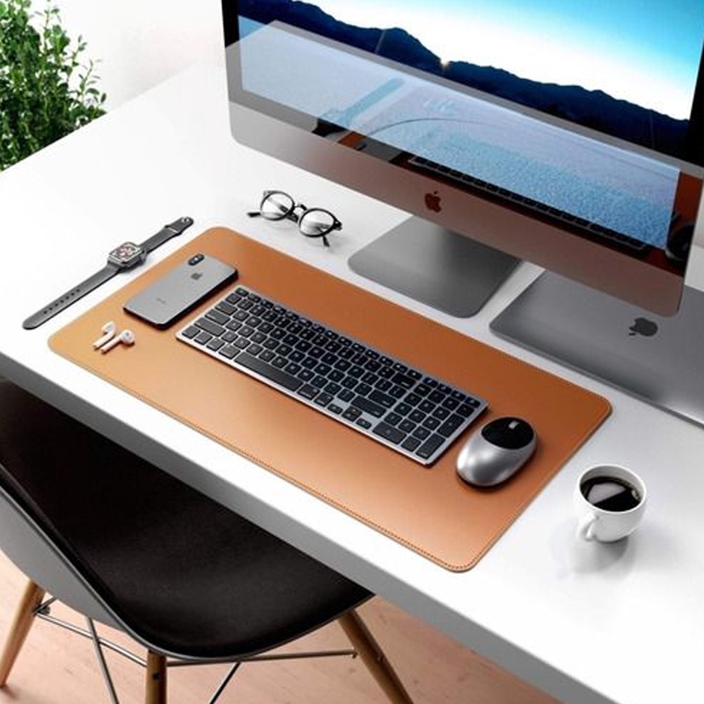 Mouse Pad Grande Couro Premium Caramelo Brilho Minimalista | Shopee Brasil