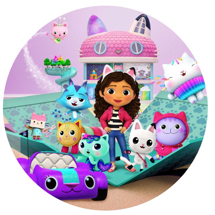 Painel De Festa Redondo Sublimado Em Tecido Tema Casa Mágica da Gabby ...