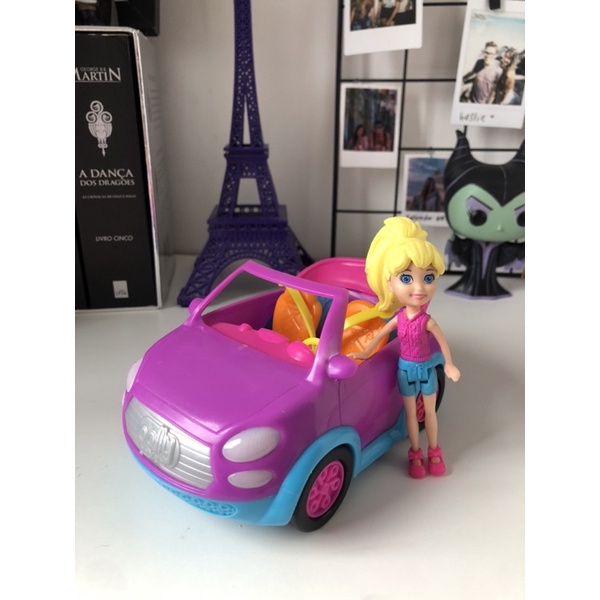 Carro da Polly Pocket, carro conversível da Polly COMPLETO! | Shopee Brasil