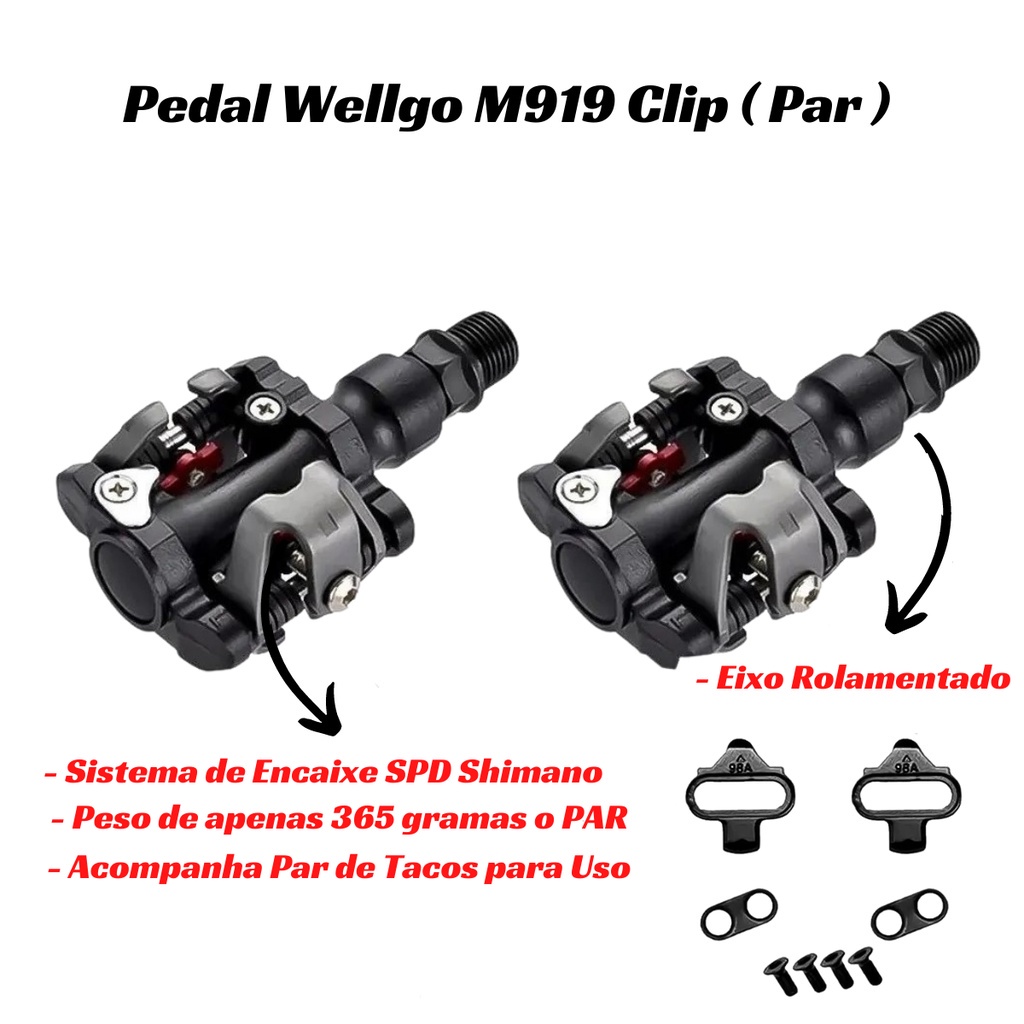Pedal Clip Wellgo M919 Rolamento Mtb C/ Tacos Original Nfe | Shopee Brasil