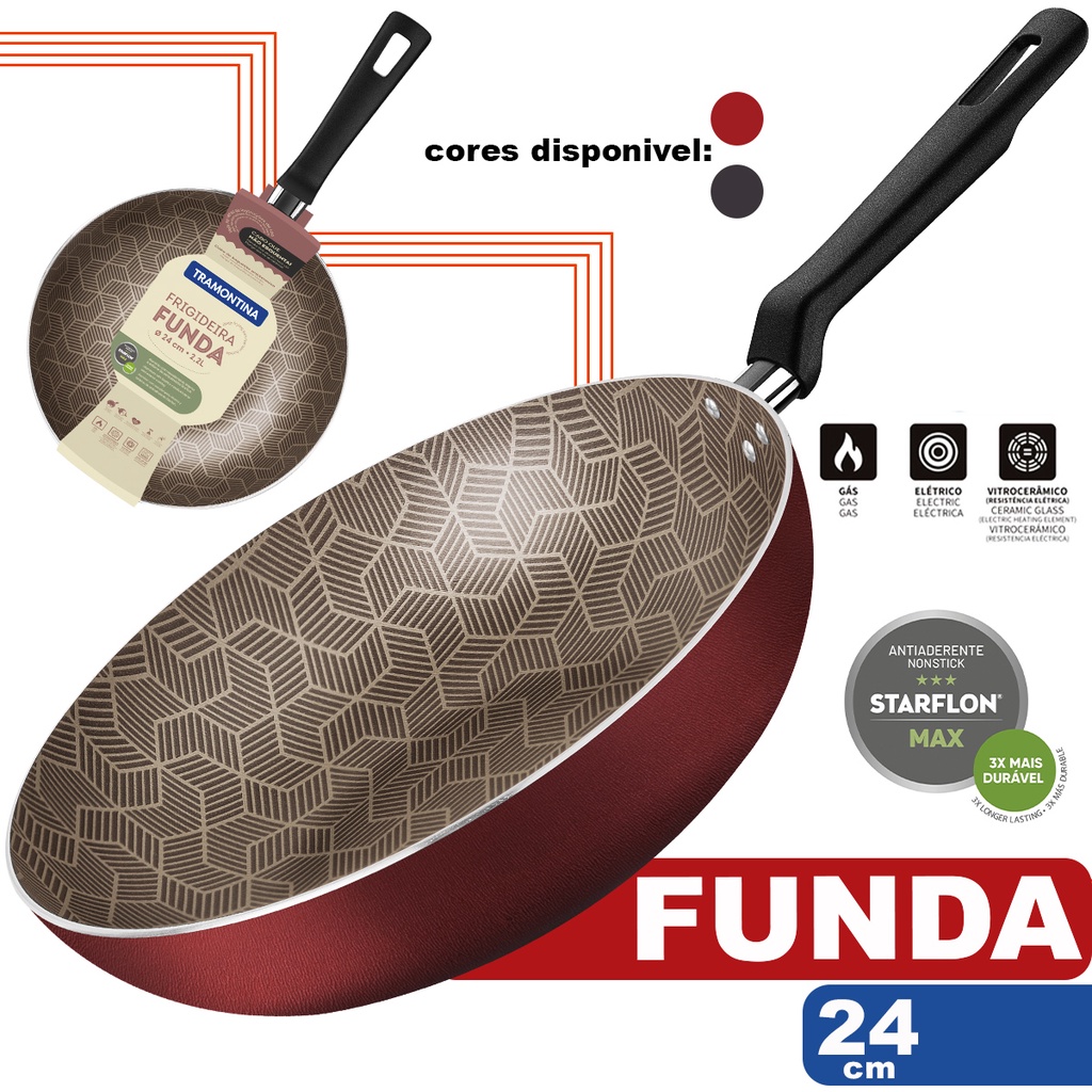 Frigideira Funda Antiaderente Loreto 24 Cm - Tramontina - Desconto no Preço