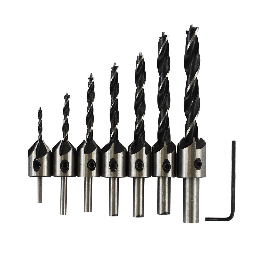 Kit 7 Brocas Escariadora Fresa Madeira Jogo Escariador Broca | Shopee ...