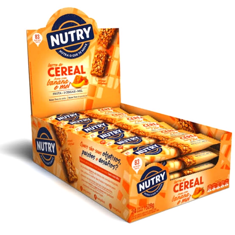 Barra de Cereal Nutry Banana com mel - Display com 24 unidades de 22g | Shopee Brasil