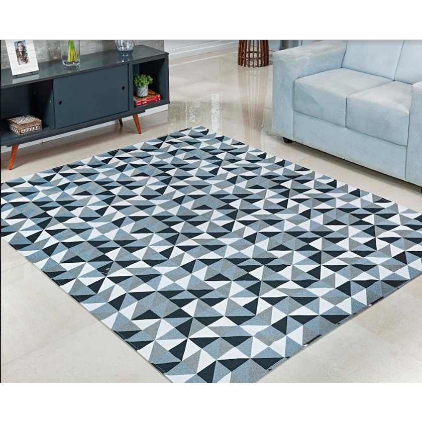 Tapete Sala Grande Luxo Sem Pelo 2,00 x 2,50 Ladrilho Preto | Shopee Brasil