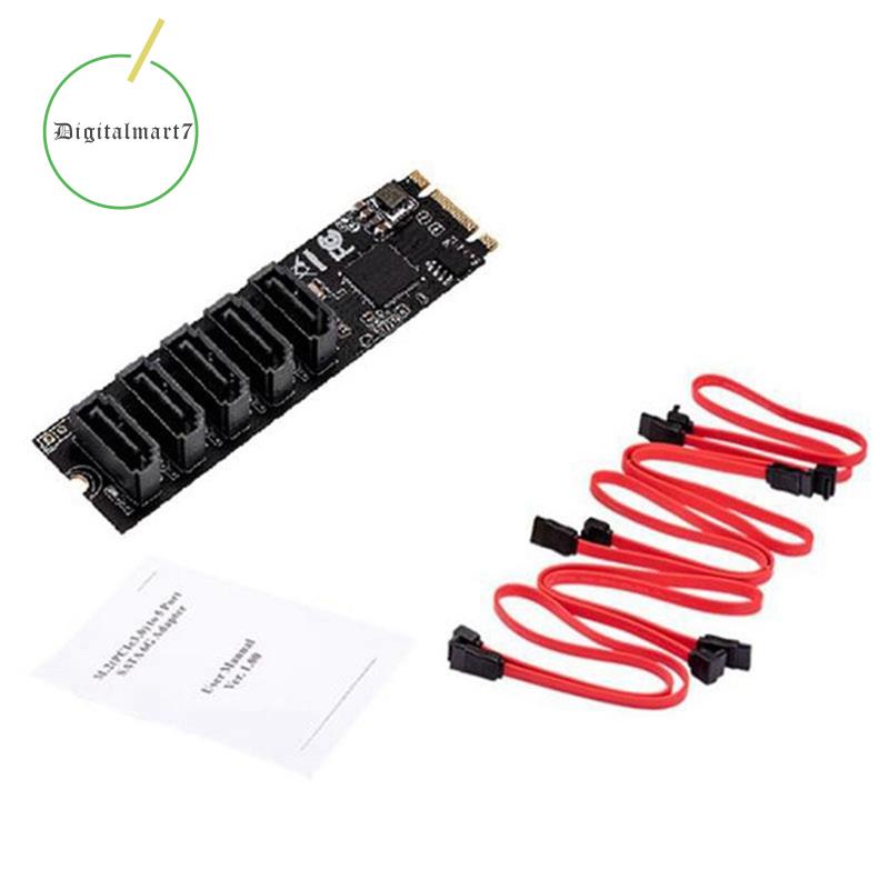 M2 to SATA3 Expansion Card,M.2 NVME to SATA3.0,SSD Adapter 5 Port,M.2 ...