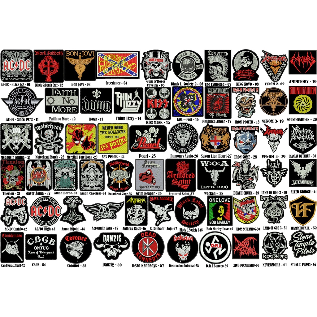 Patch Bordado Banda Rock Metal Termo Colante 10 Unidades. | Shopee Brasil