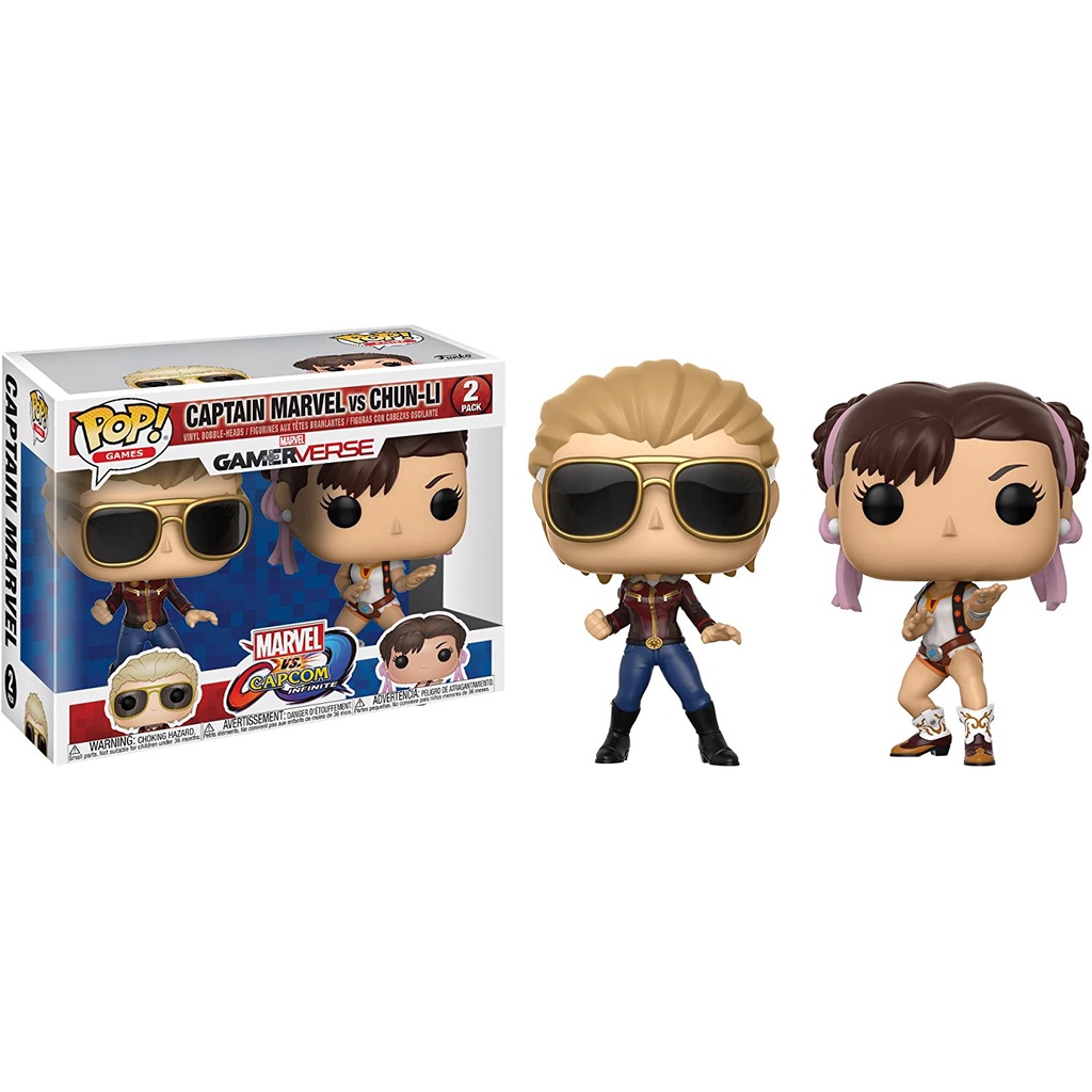 Funko Pop Captain Marvel Vs. Chun Li Gamer Verse Pack com 2 Figuras ...