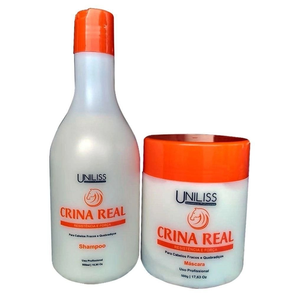 KIT SHAMPOO E MASCARA CRINA REAL UNILISS 500ML | Shopee Brasil