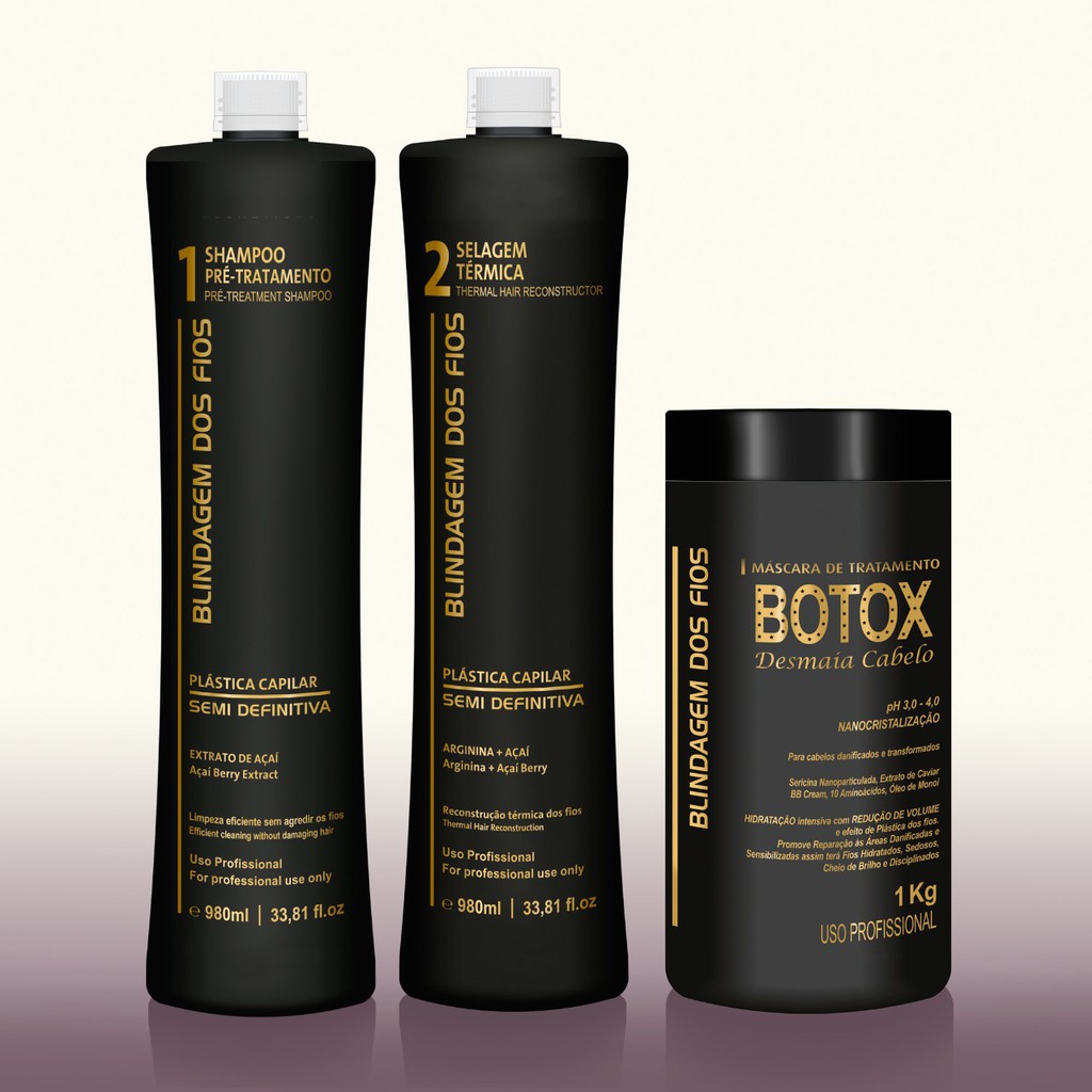 Blindagem dos fios 2 x 1000 ml e Botox 1 kg | Shopee Brasil