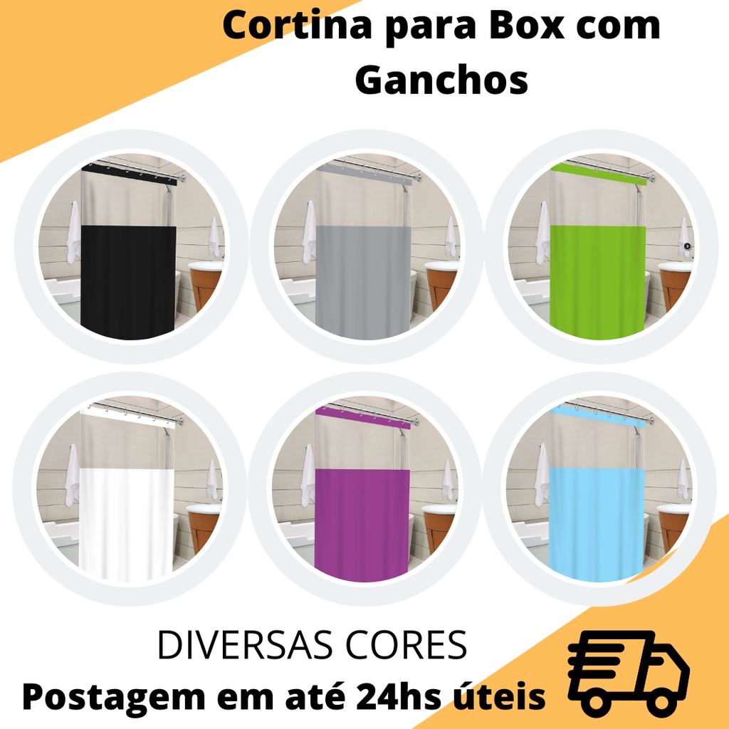 Cortina Para Box Pvc Impermeável Antimofo com Visor | Shopee Brasil