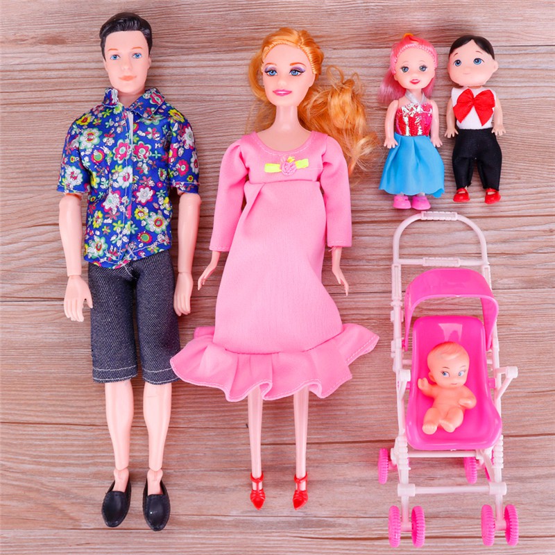 Conjunto Boneca Para Grávidas Mãe E Filhos Boneca Barbie Bl 6pçs ...
