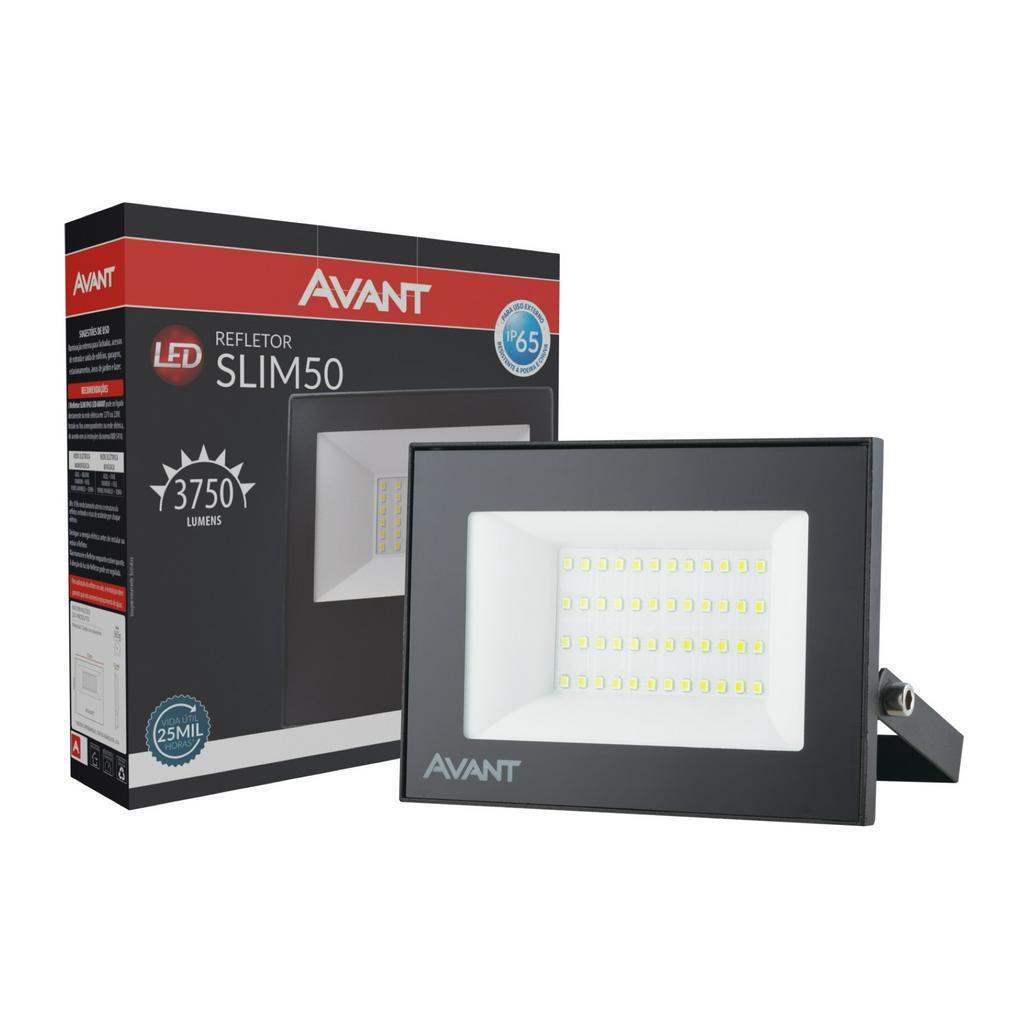 REFLETOR LED SLIM 50W LUZ BRANCA 6500K BIVOLT 3750 lumens IP65 - AVANT | Shopee Brasil