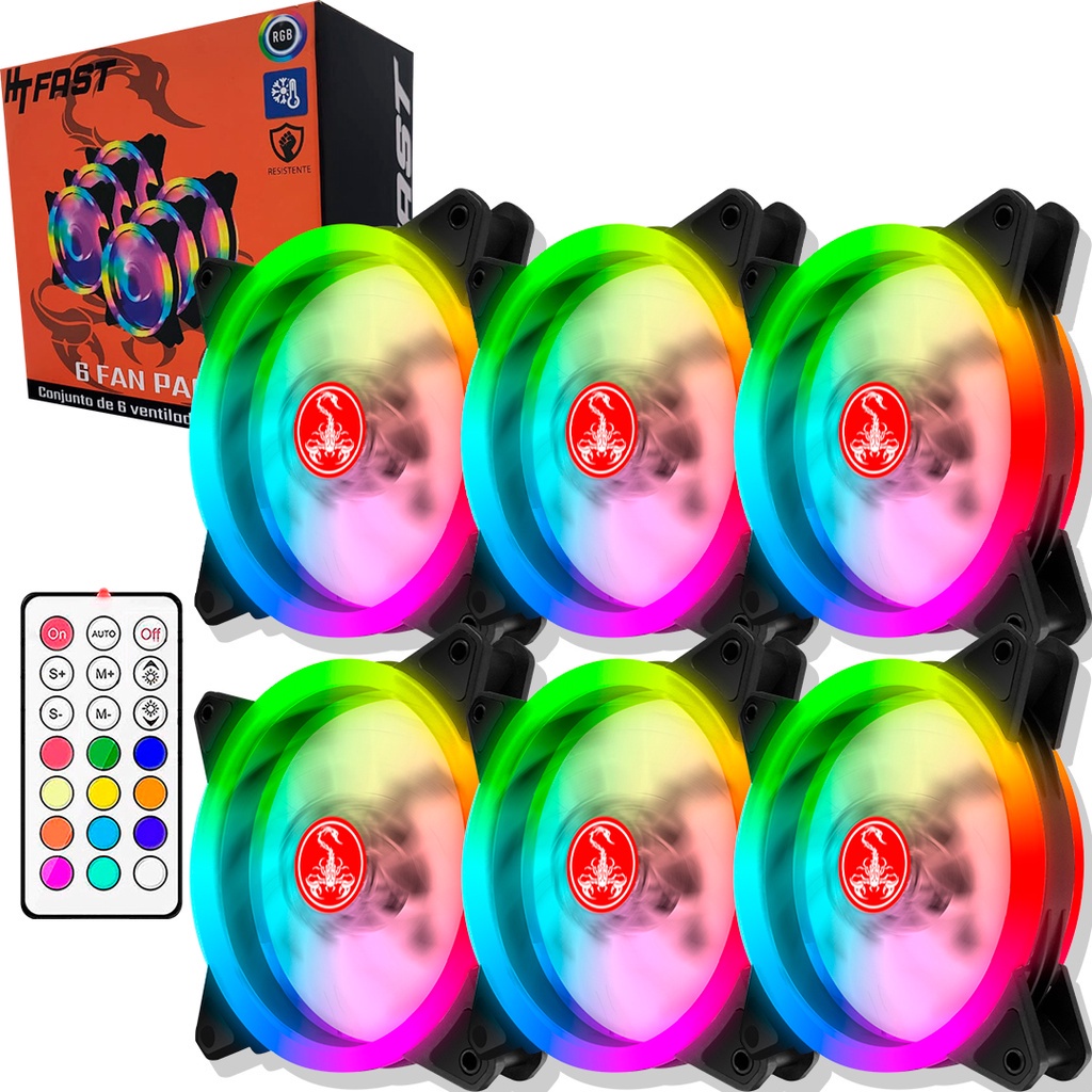 6 Fans RGB PC Gamer Led Pack Conjunto de Coolers para Resfriamento do ...