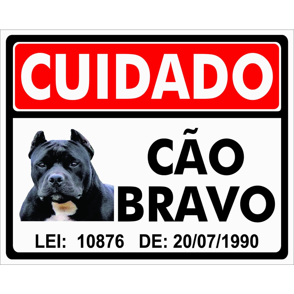 Placa CUIDADO CÃO BRAVO - AMERICAN BULLY 25x20cm 2mm | Shopee Brasil