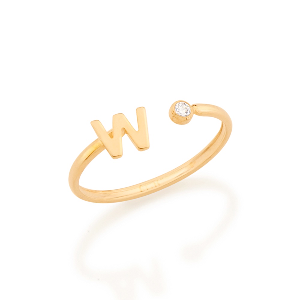 Anel ajustável letra com zircônia Letra w-512843-Rommanel | Shopee Brasil