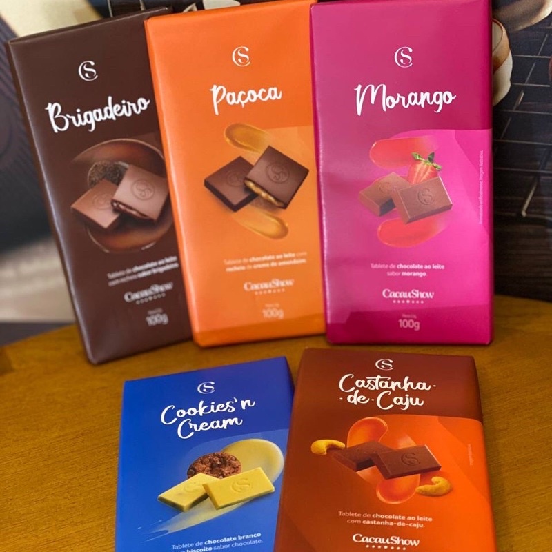 Tablete de Chocolate 100g Cacau Show Barra de Chocolate 100g | Shopee ...