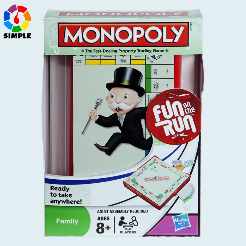 MONOPOLY GRAB AND GO Portable 2-Player Game Fun Travel Game for ...