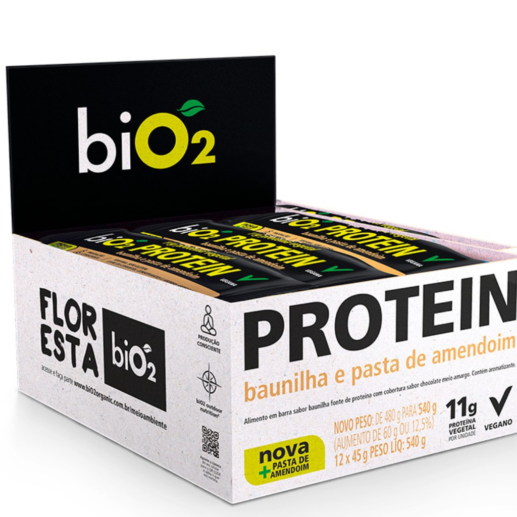 Barra Protein Vegana Baunilha E Pasta De Amendoim Display com 12 ...