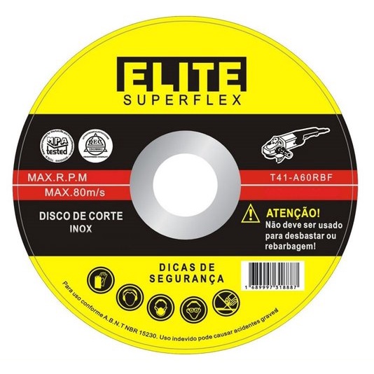 Disco de corte inox elite 7 polegadas furo 22 (180 x 1.6 x 22) kit 10 ...