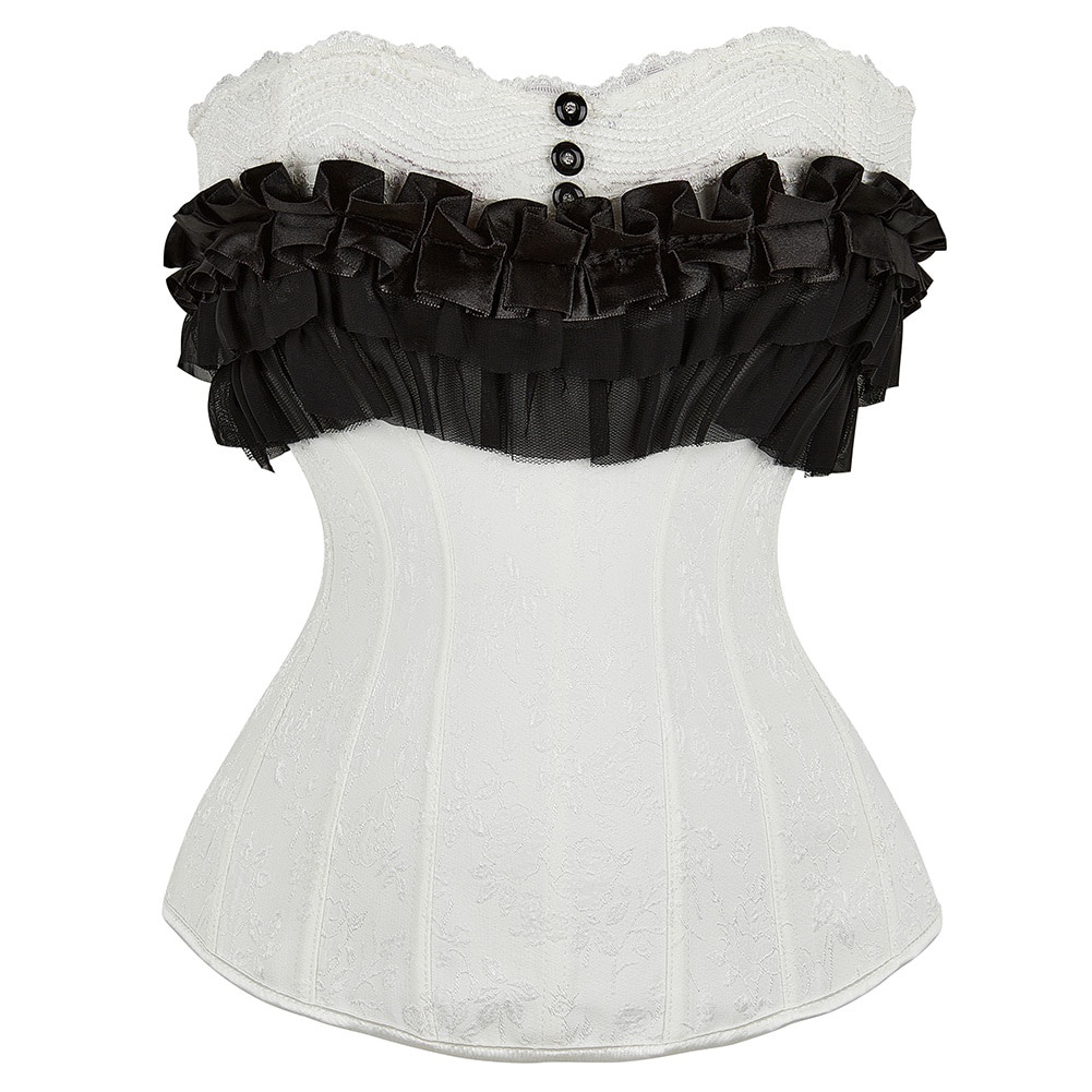 Corset Corpete Corselet Cinta Modeladora Branco Preto M595 | Shopee Brasil