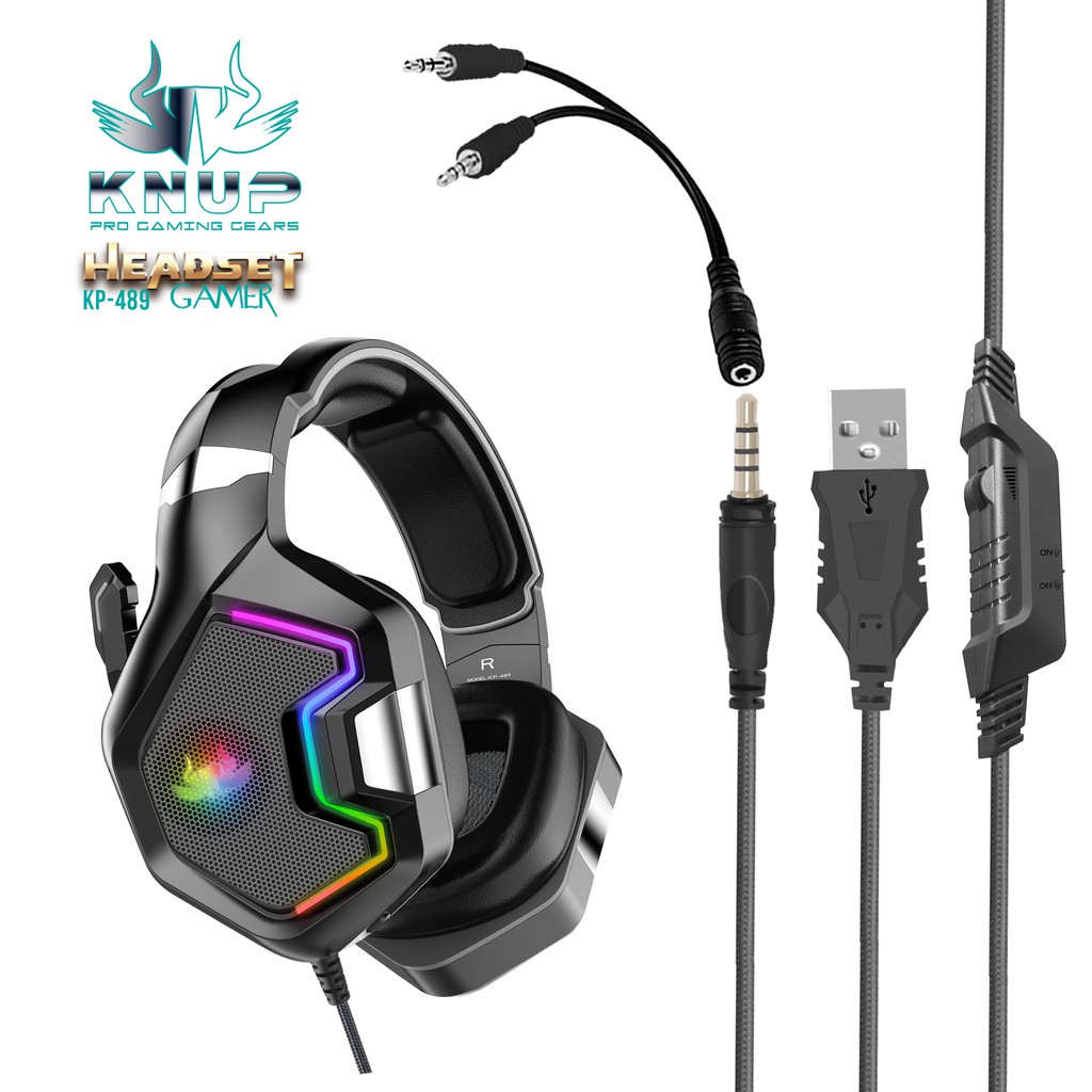 Fone headset gamer pc ps4 xbox one celular microfone led 7.1 rgb knup ...