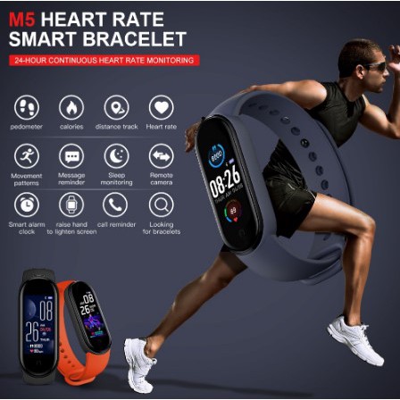 Pulseira Inteligente Smartwatch M5 Batimento Monitor Cardiaco Passos ...