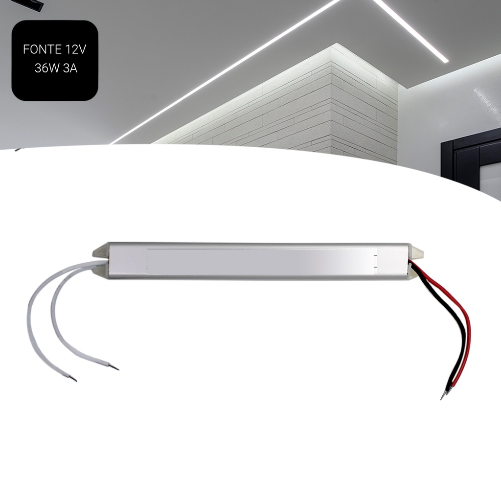 Fonte Slim Driver Para Perfil Fita De Led 12v 3a 36w | Shopee Brasil
