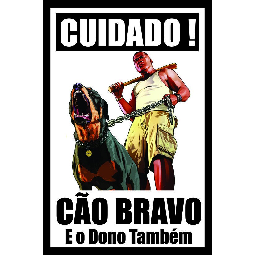 Placa Cuidado Cão Bravo Rottweiler e o Dono Também Tamanho 20 x 30 cm ...