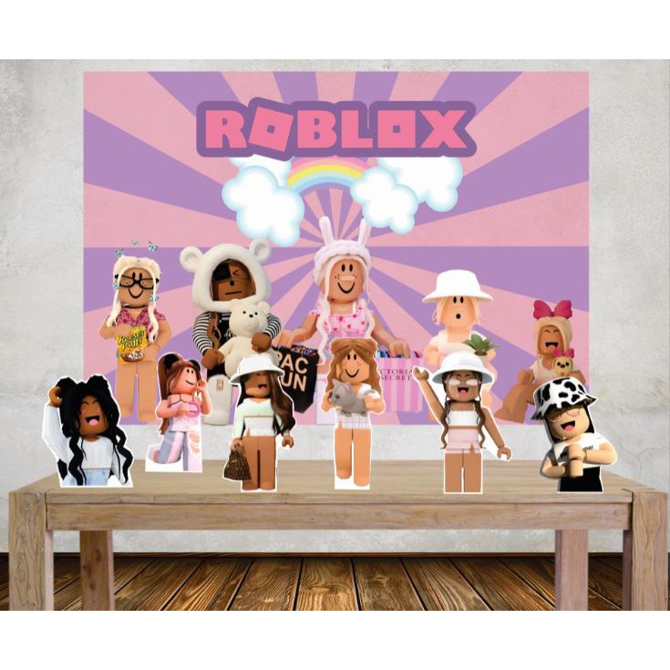 Poli banner Roblox + display cenário mesa festa mdf adesivado | Shopee ...