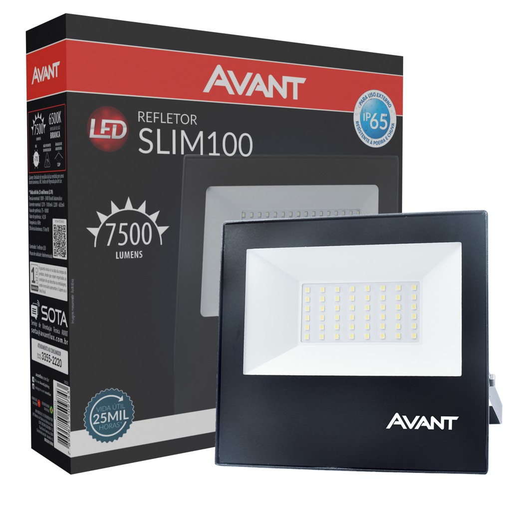 Refletor Led 100W Branco Frio 6500K Avant | Shopee Brasil