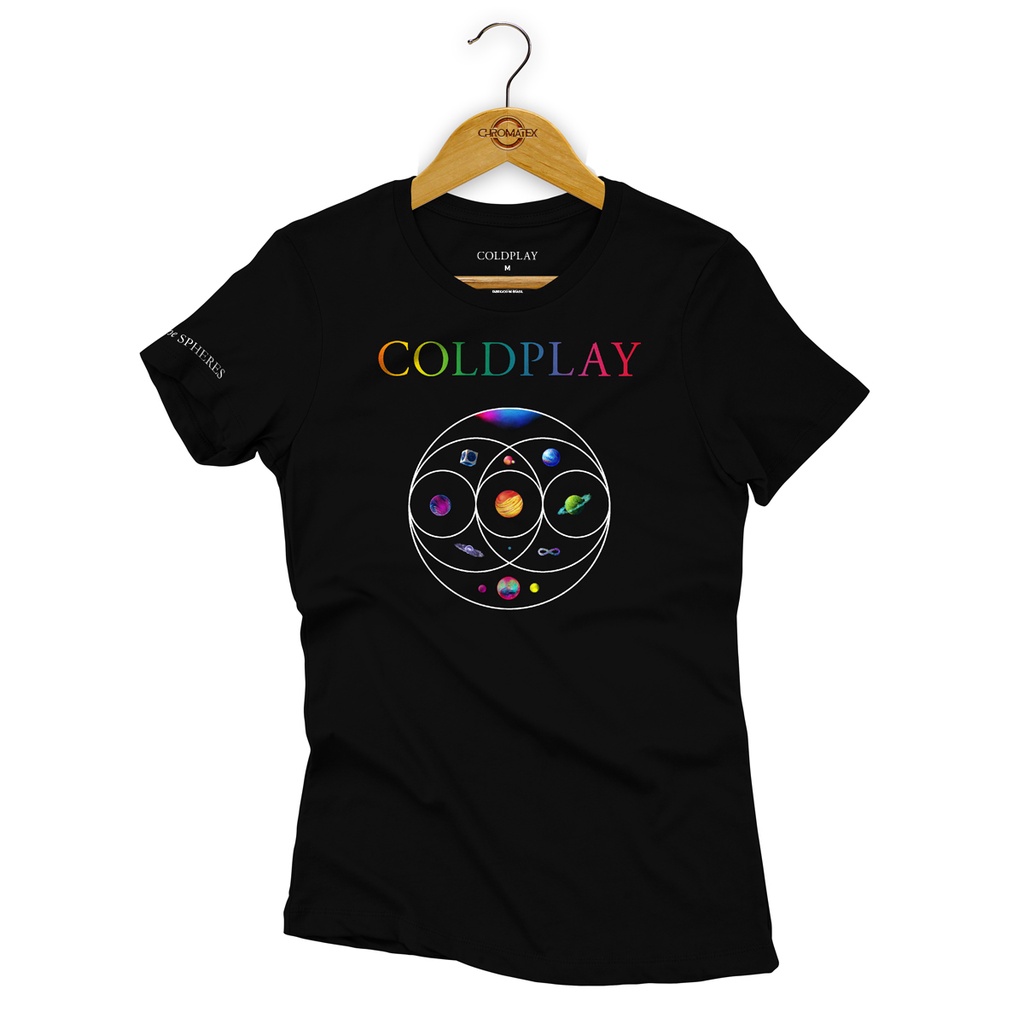 Camiseta feminina Baby Look 100%Algodão Banda ColdPlay Music of the ...